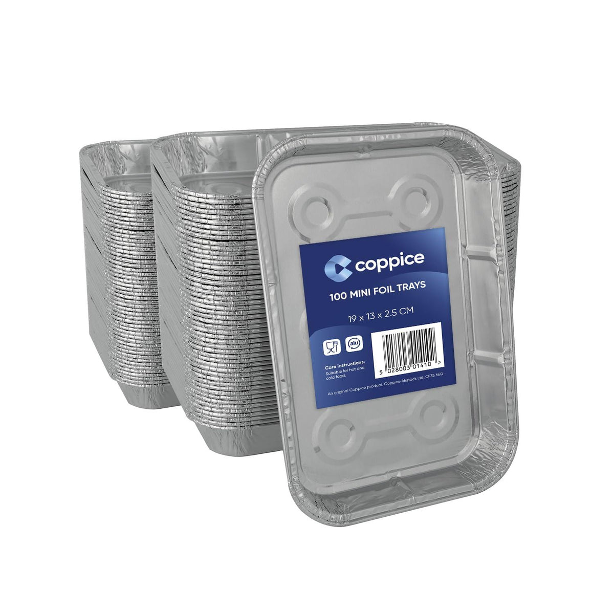 100 Pack Rectangular Aluminium Foil Trays R.15044 – Coppice